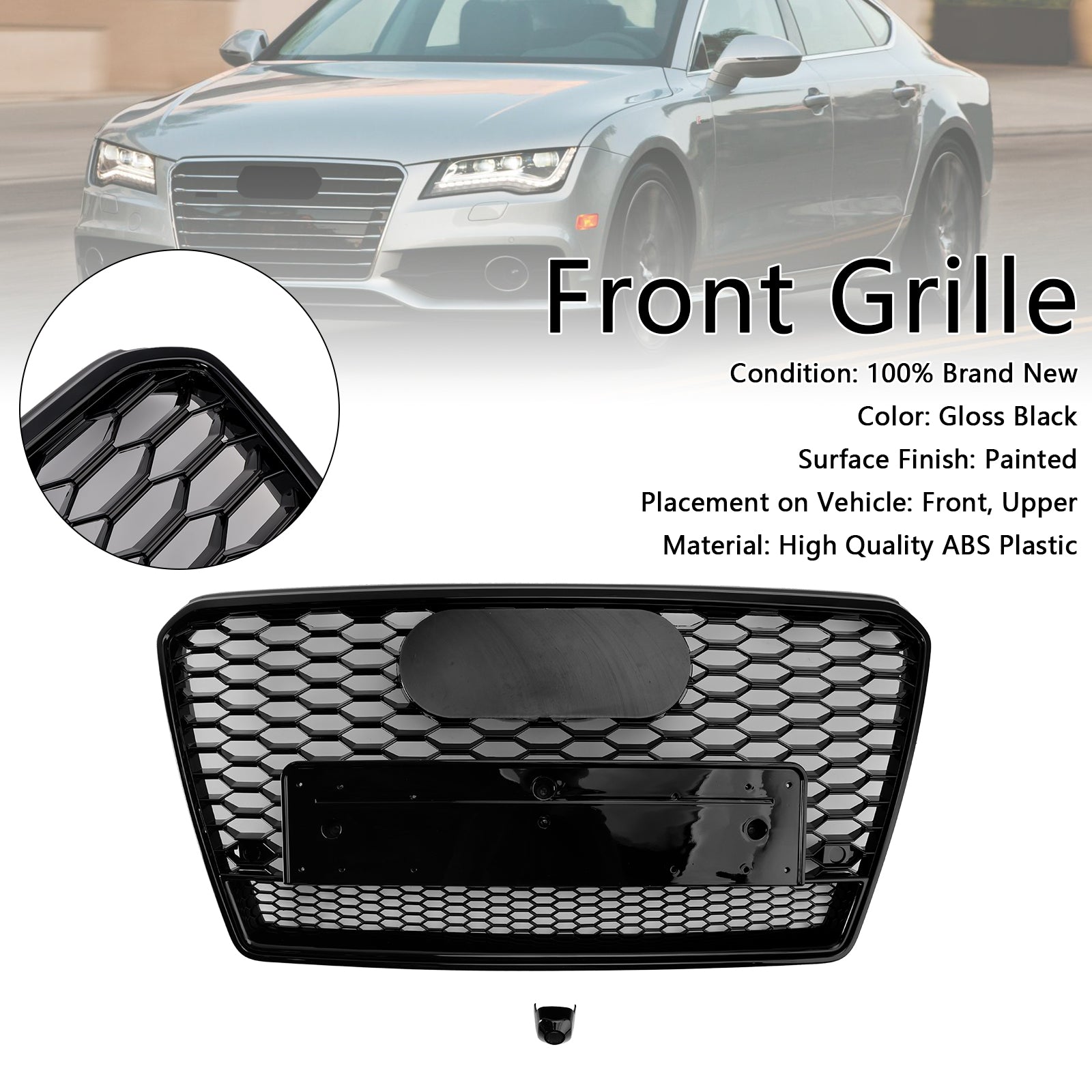 RS7 Style Honeycomb Mesh Front Grille Grill Fit Audi A7/S7 2012-2015 B ...