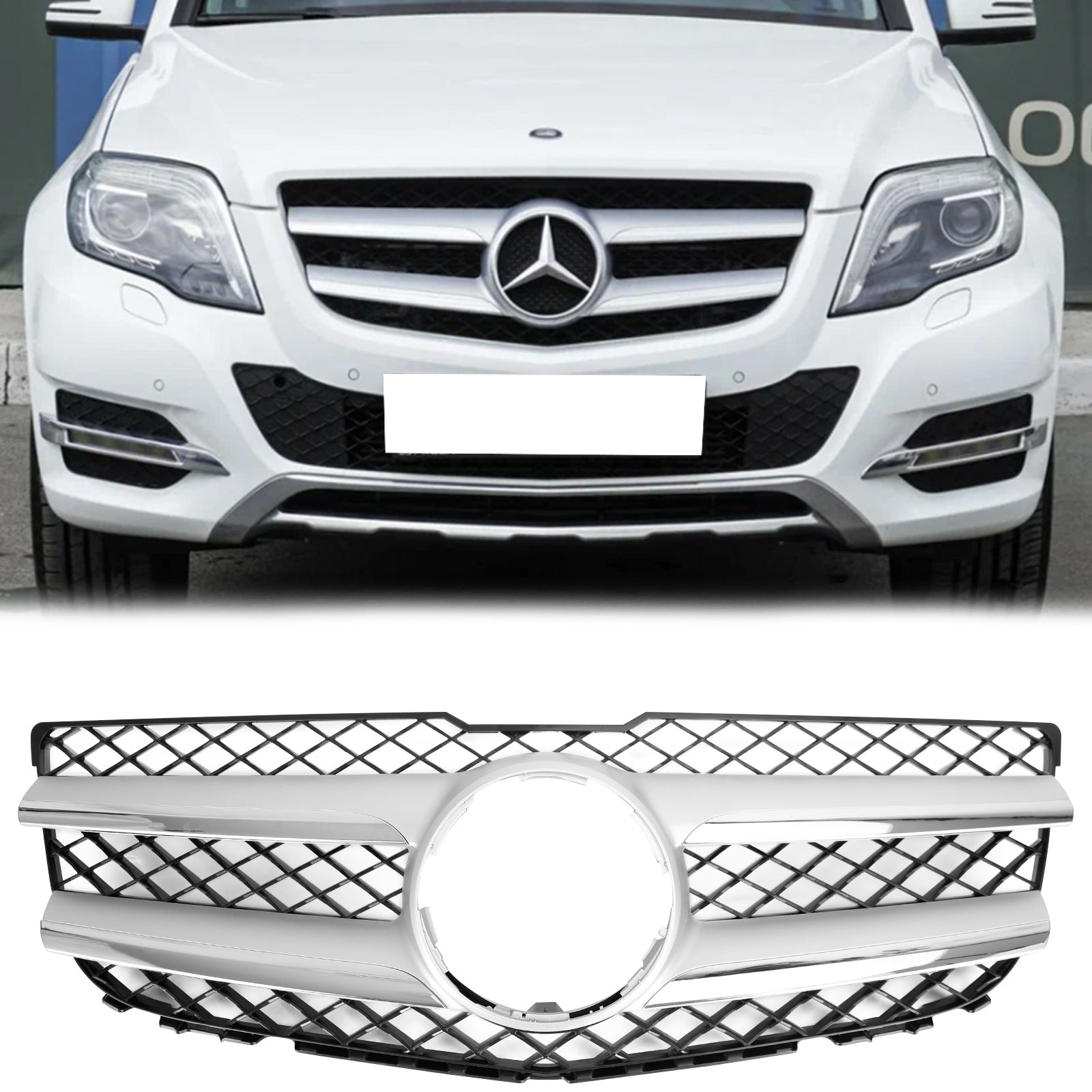 Mercedes-Benz GLK-Class X204 2013-2015 Chrome Front Grill Upper Bumper ...