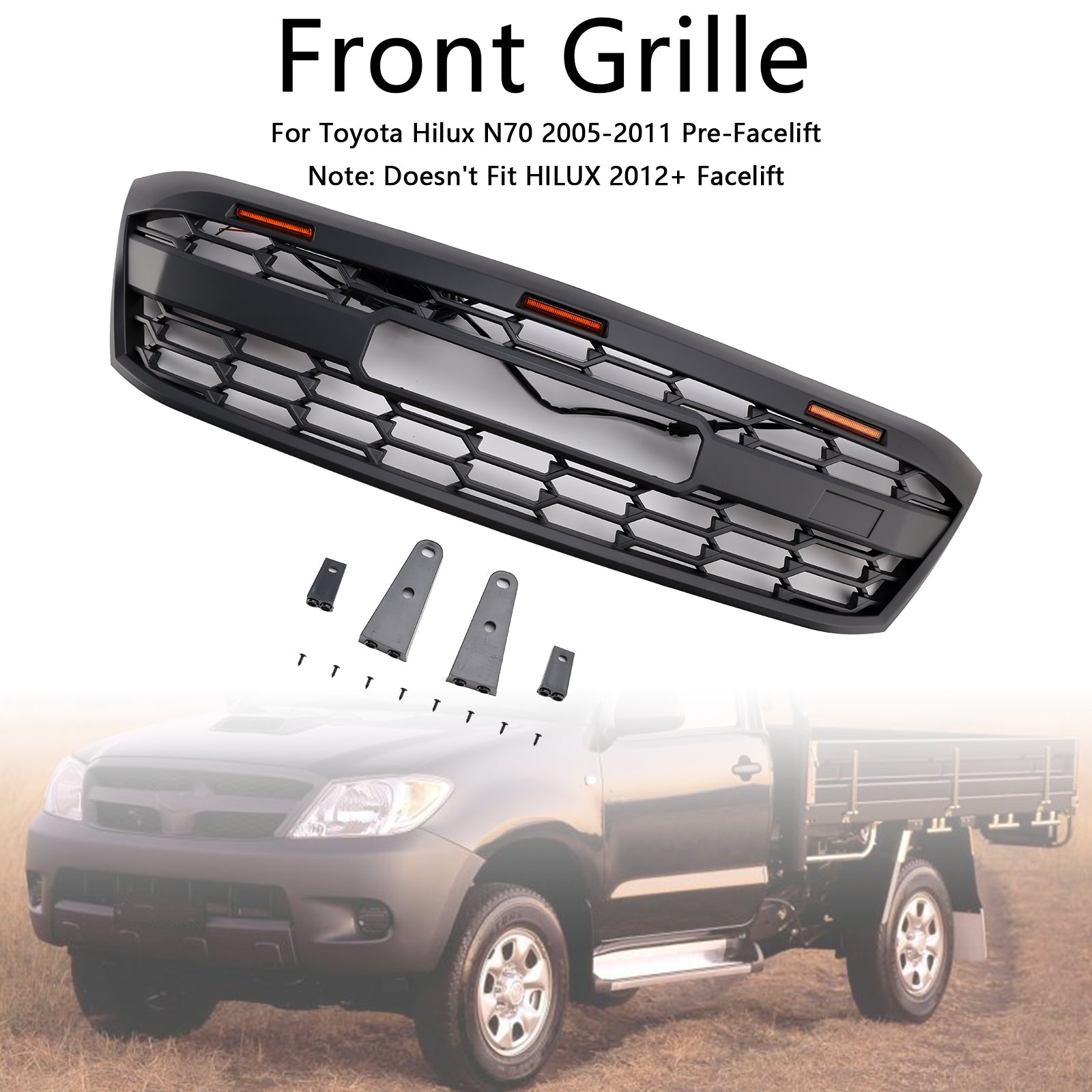 GR Style Front Bumper Grill Grille Fit Toyota Hilux N70 2005-2011 with ...